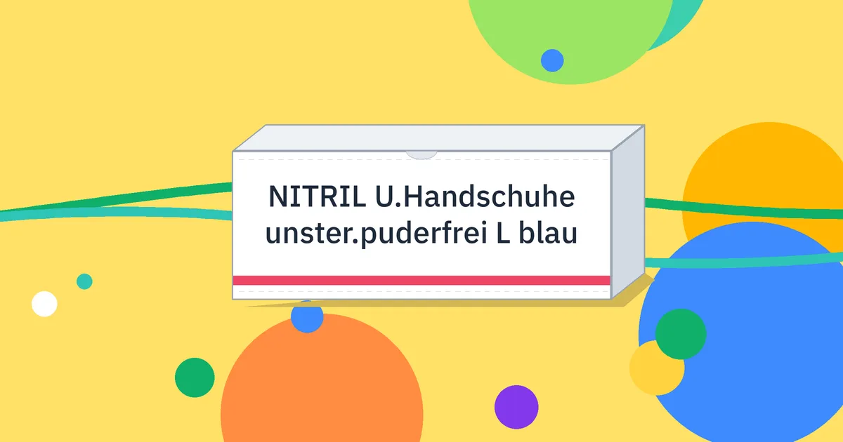 Symbolbild: Packung mit der Aufschrift NITRIL U.Handschuhe unster.puderfrei L blau (PZN 10319375) – Verfügbarkeit und Bezug in Apotheken in Frankfurt am Main