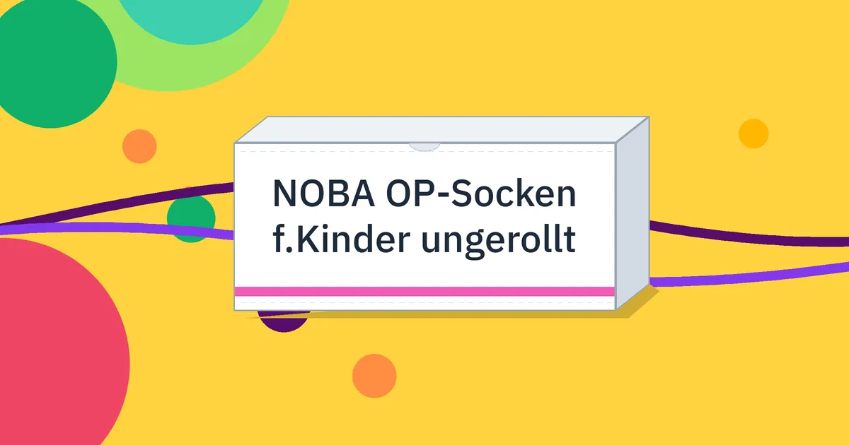 Symbolbild: Packung mit der Aufschrift NOBA OP-Socken f.Kinder ungerollt (PZN 12526411) – Verfügbarkeit und Bezug in Apotheken in Frankfurt am Main
