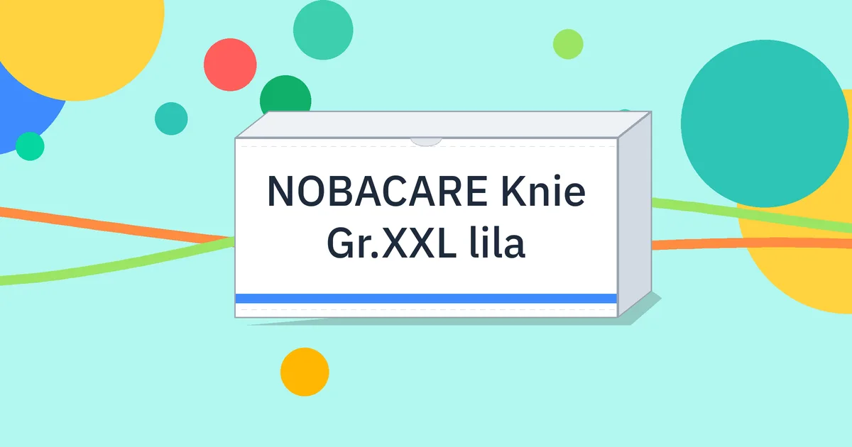Symbolbild: Packung mit der Aufschrift NOBACARE Knie Gr.XXL lila (PZN 15227057) – Verfügbarkeit und Bezug in Apotheken in Frankfurt am Main