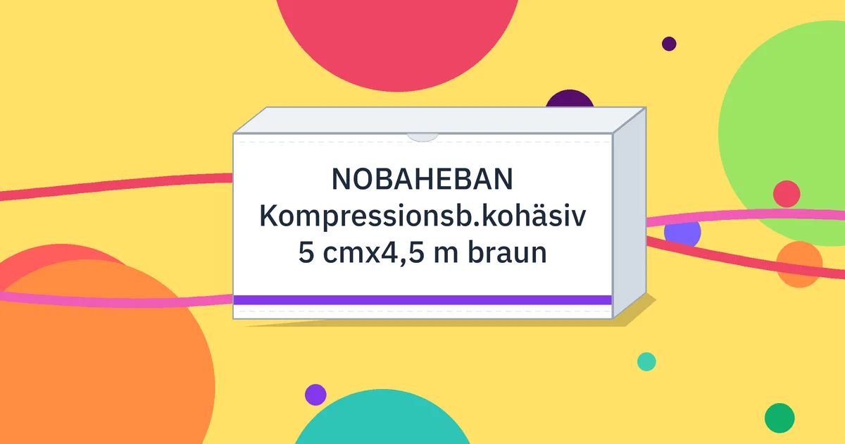Symbolbild: Packung mit der Aufschrift NOBAHEBAN Kompressionsb.kohäsiv 5 cmx4,5 m braun (PZN 02709228) – Verfügbarkeit und Bezug in Apotheken in Frankfurt am Main