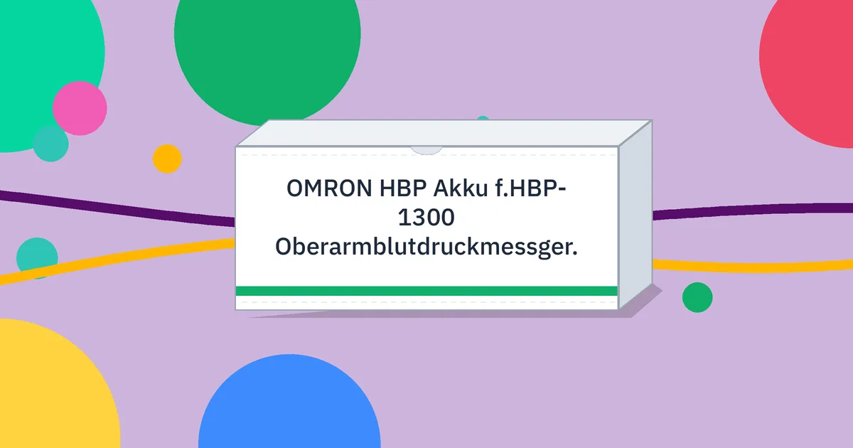 Symbolbild: Packung mit der Aufschrift OMRON HBP Akku f.HBP-1300 Oberarmblutdruckmessger. (PZN 12608824) – Verfügbarkeit und Bezug in Apotheken in Frankfurt am Main