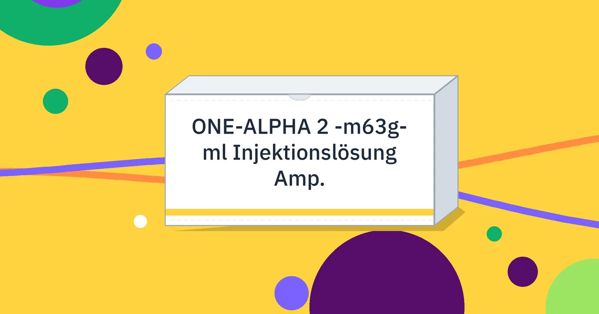 Symbolbild: Packung mit der Aufschrift ONE-ALPHA 2 -m63g-ml Injektionslösung Amp. (PZN 02471206) – Verfügbarkeit und Bezug in Apotheken in Frankfurt am Main