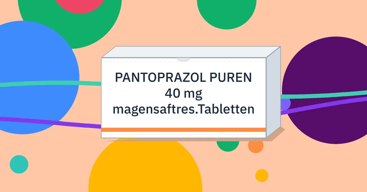 Symbolbild: Packung mit der Aufschrift PANTOPRAZOL PUREN 40 mg magensaftres.Tabletten (PZN 11357225) – Verfügbarkeit und Bezug in Apotheken in Frankfurt am Main