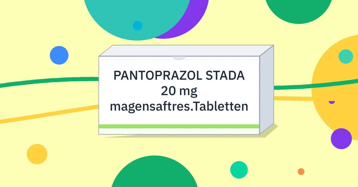Symbolbild: Packung mit der Aufschrift PANTOPRAZOL STADA 20 mg magensaftres.Tabletten (PZN 17827784) – Verfügbarkeit und Bezug in Apotheken in Frankfurt am Main