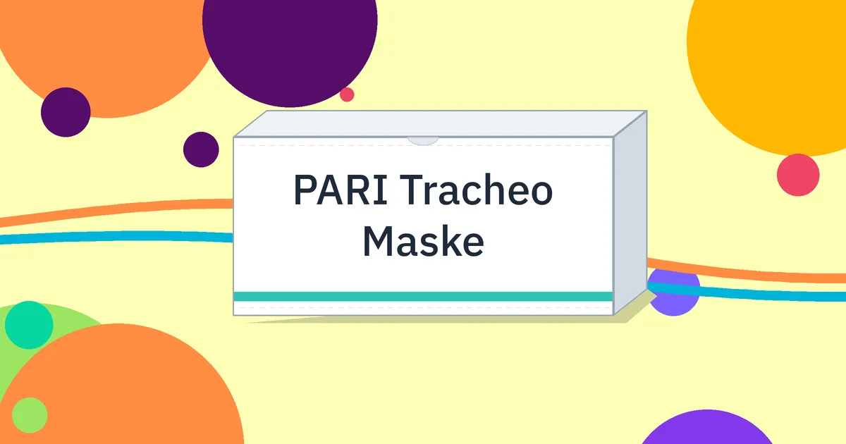 Symbolbild: Packung mit der Aufschrift PARI Tracheo Maske (PZN 18256562) – Verfügbarkeit und Bezug in Apotheken in Frankfurt am Main