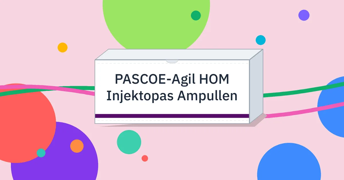 Symbolbild: Packung mit der Aufschrift PASCOE-Agil HOM Injektopas Ampullen (PZN 05952596) – Verfügbarkeit und Bezug in Apotheken in Frankfurt am Main
