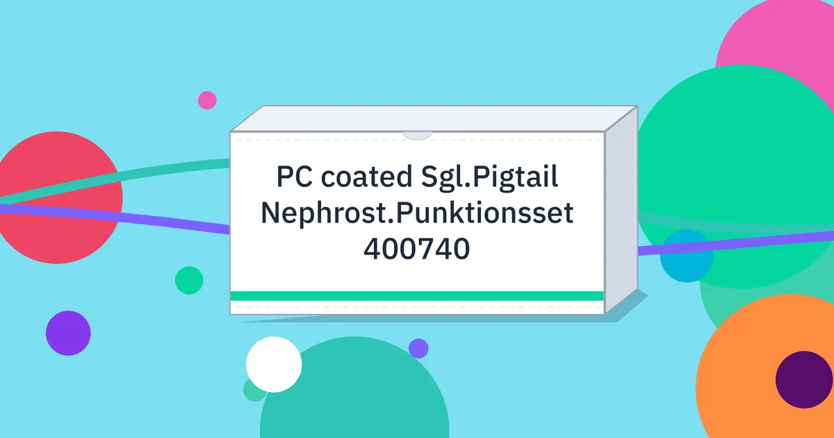 Symbolbild: Packung mit der Aufschrift PC coated Sgl.Pigtail Nephrost.Punktionsset 400740 (PZN 06679062) – Verfügbarkeit und Bezug in Apotheken in Frankfurt am Main