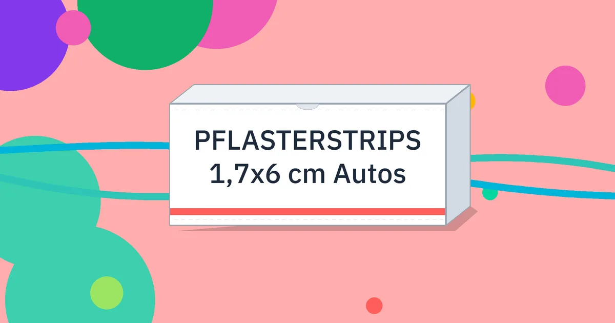 Symbolbild: Packung mit der Aufschrift PFLASTERSTRIPS 1,7x6 cm Autos (PZN 16085346) – Verfügbarkeit und Bezug in Apotheken in Frankfurt am Main
