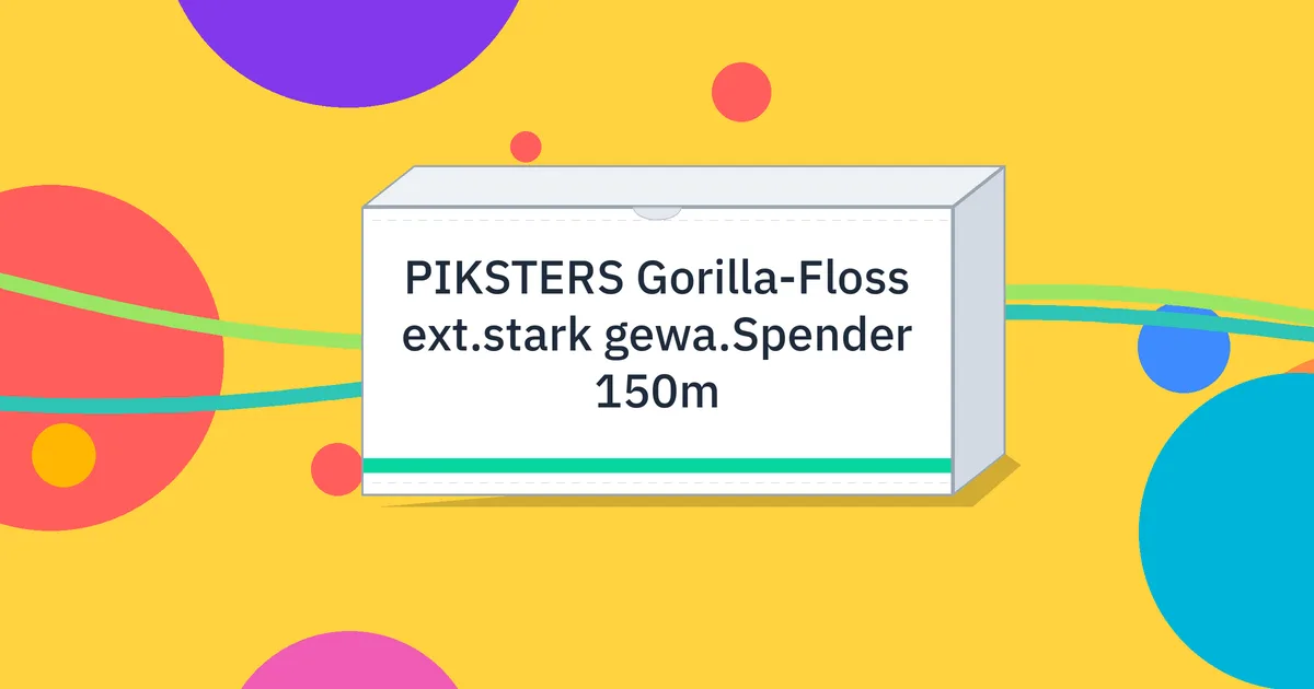 Symbolbild: Packung mit der Aufschrift PIKSTERS Gorilla-Floss ext.stark gewa.Spender 150m (PZN 17593375) – Verfügbarkeit und Bezug in Apotheken in Frankfurt am Main