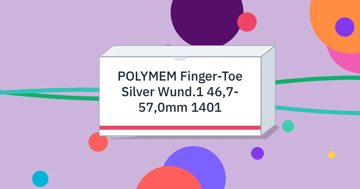 Symbolbild: Packung mit der Aufschrift POLYMEM Finger-Toe Silver Wund.1 46,7-57,0mm 1401 (PZN 12451854) – Verfügbarkeit und Bezug in Apotheken in Frankfurt am Main