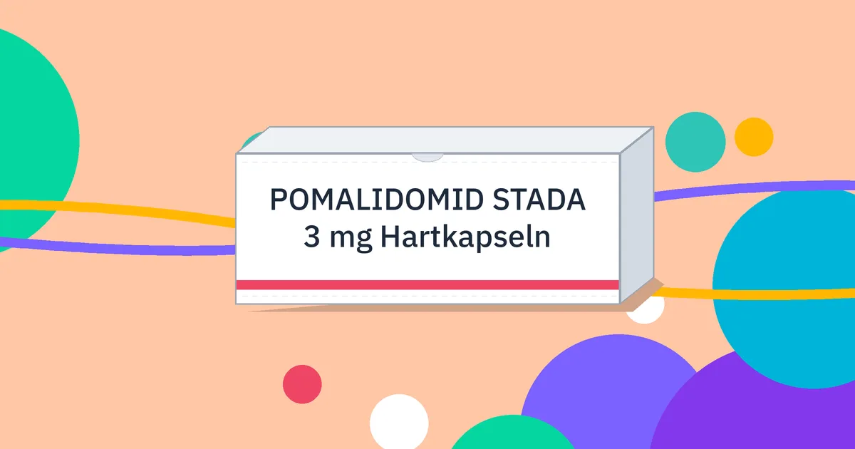 Symbolbild: Packung mit der Aufschrift POMALIDOMID STADA 3 mg Hartkapseln (PZN 19115384) – Verfügbarkeit und Bezug in Apotheken in Frankfurt am Main
