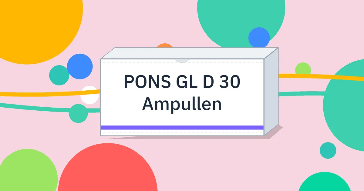 Symbolbild: Packung mit der Aufschrift PONS GL D 30 Ampullen (PZN 02953773) – Verfügbarkeit und Bezug in Apotheken in Frankfurt am Main