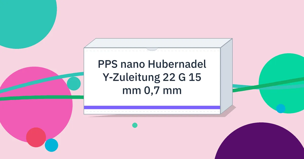 Symbolbild: Packung mit der Aufschrift PPS nano Hubernadel Y-Zuleitung 22 G 15 mm 0,7 mm (PZN 18195292) – Verfügbarkeit und Bezug in Apotheken in Frankfurt am Main