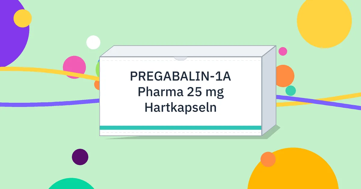 Symbolbild: Packung mit der Aufschrift PREGABALIN-1A Pharma 25 mg Hartkapseln (PZN 10972997) – Verfügbarkeit und Bezug in Apotheken in Frankfurt am Main