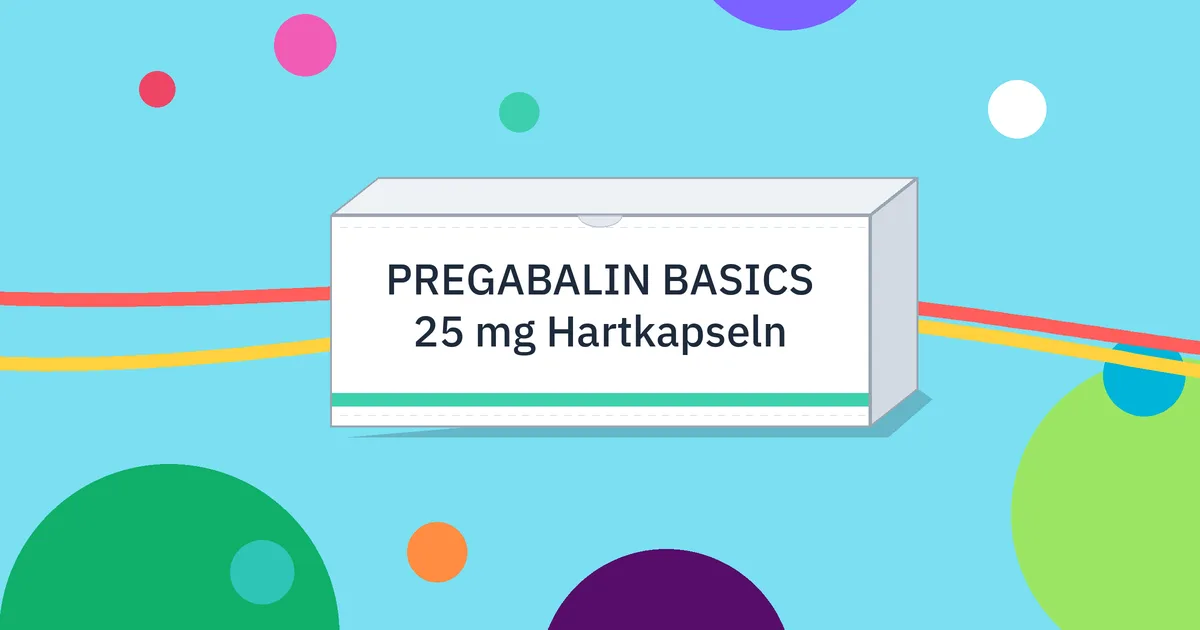 Symbolbild: Packung mit der Aufschrift PREGABALIN BASICS 25 mg Hartkapseln (PZN 11172230) – Verfügbarkeit und Bezug in Apotheken in Frankfurt am Main