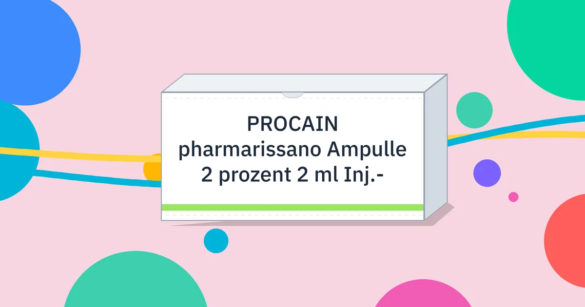 Symbolbild: Packung mit der Aufschrift PROCAIN pharmarissano Ampulle 2 prozent 2 ml Inj.- (PZN 18833999) – Verfügbarkeit und Bezug in Apotheken in Frankfurt am Main