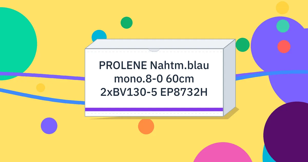 Symbolbild: Packung mit der Aufschrift PROLENE Nahtm.blau mono.8-0 60cm 2xBV130-5 EP8732H (PZN 20855175) – Verfügbarkeit und Bezug in Apotheken in Frankfurt am Main