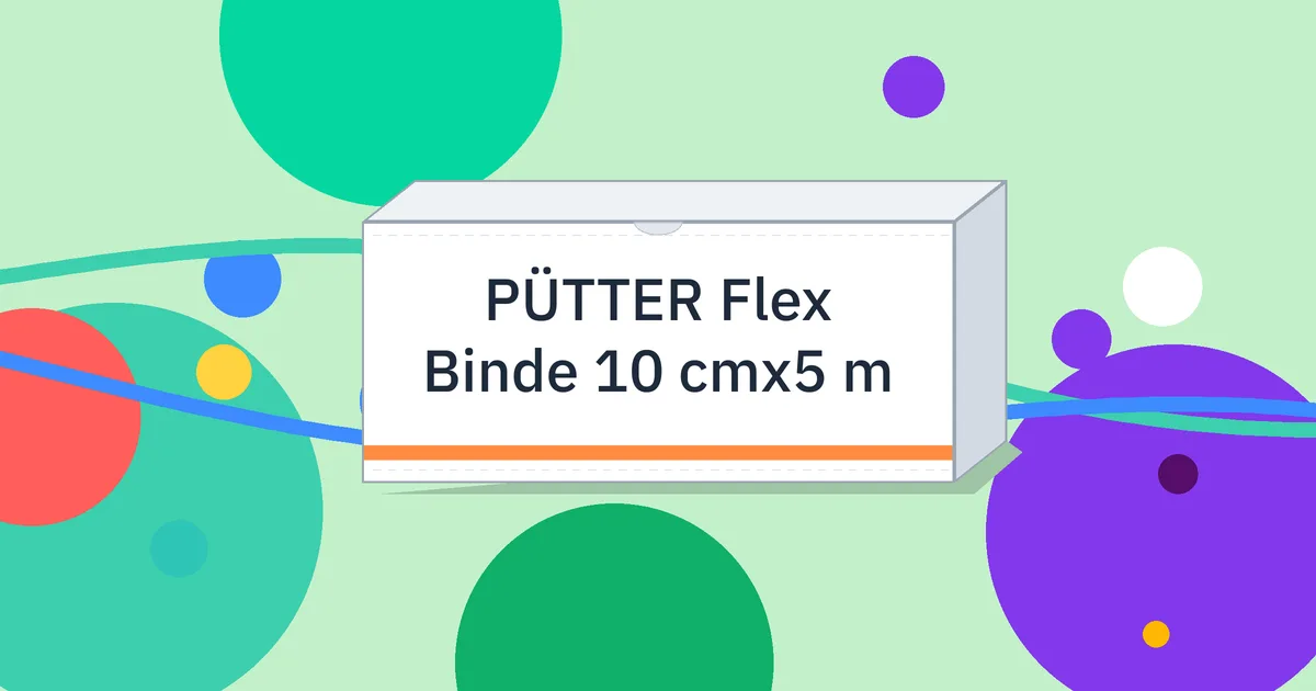 Symbolbild: Packung mit der Aufschrift PÜTTER Flex Binde 10 cmx5 m (PZN 19703448) – Verfügbarkeit und Bezug in Apotheken in Frankfurt am Main