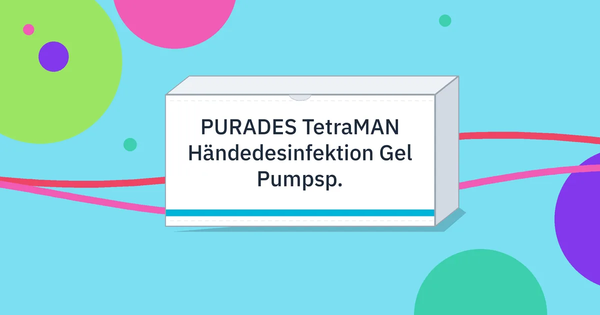 Symbolbild: Packung mit der Aufschrift PURADES TetraMAN Händedesinfektion Gel Pumpsp. (PZN 14005461) – Verfügbarkeit und Bezug in Apotheken in Frankfurt am Main