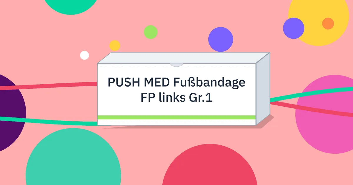 Symbolbild: Packung mit der Aufschrift PUSH MED Fußbandage FP links Gr.1 (PZN 20270003) – Verfügbarkeit und Bezug in Apotheken in Frankfurt am Main