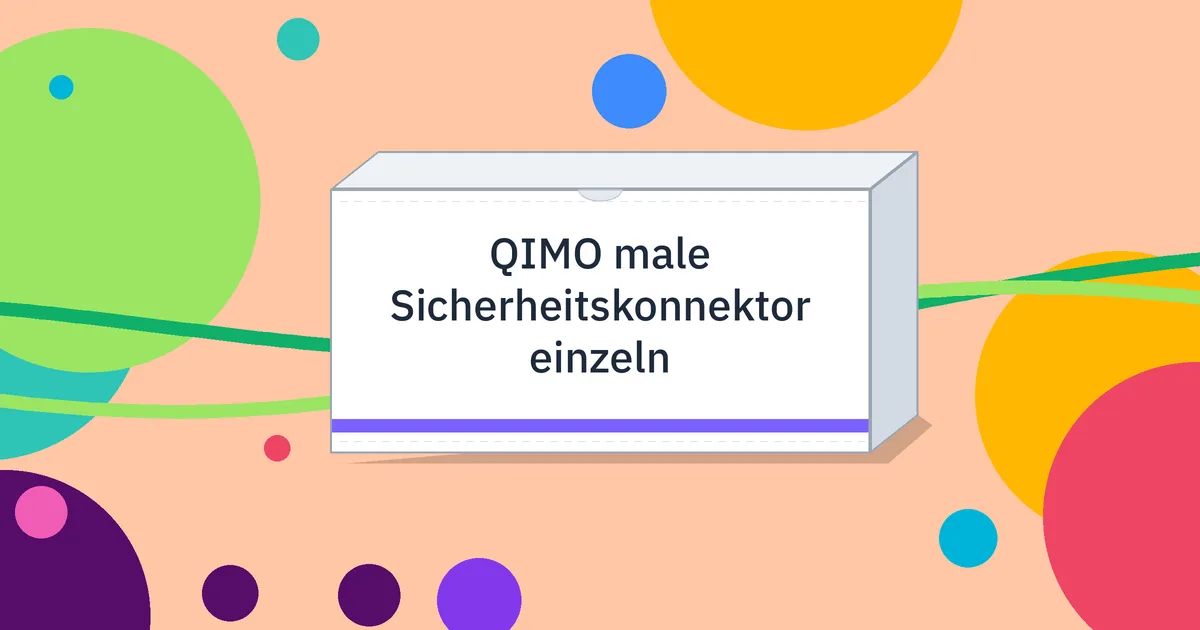 Symbolbild: Packung mit der Aufschrift QIMO male Sicherheitskonnektor einzeln (PZN 14287991) – Verfügbarkeit und Bezug in Apotheken in Frankfurt am Main