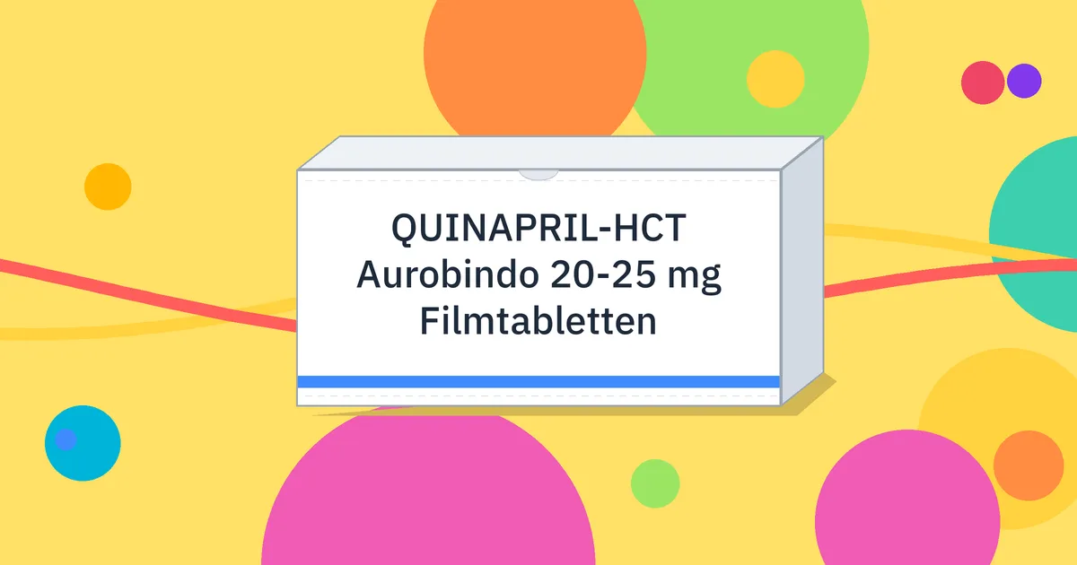 Symbolbild: Packung mit der Aufschrift QUINAPRIL-HCT Aurobindo 20-25 mg Filmtabletten (PZN 09749805) – Verfügbarkeit und Bezug in Apotheken in Frankfurt am Main