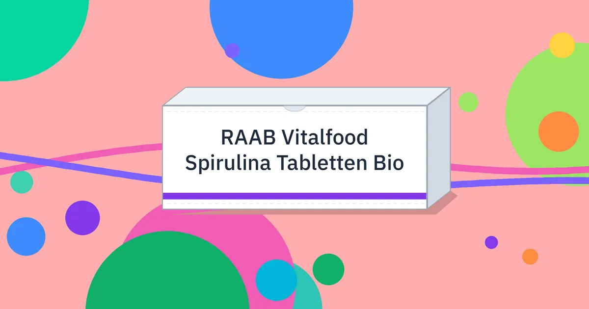 Symbolbild: Packung mit der Aufschrift RAAB Vitalfood Spirulina Tabletten Bio (PZN 19392385) – Verfügbarkeit und Bezug in Apotheken in Frankfurt am Main
