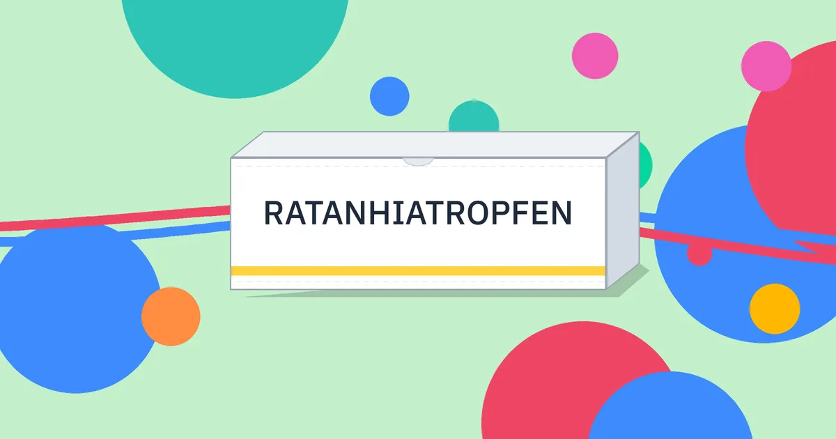 Symbolbild: Packung mit der Aufschrift RATANHIATROPFEN (PZN 11072907) – Verfügbarkeit und Bezug in Apotheken in Frankfurt am Main