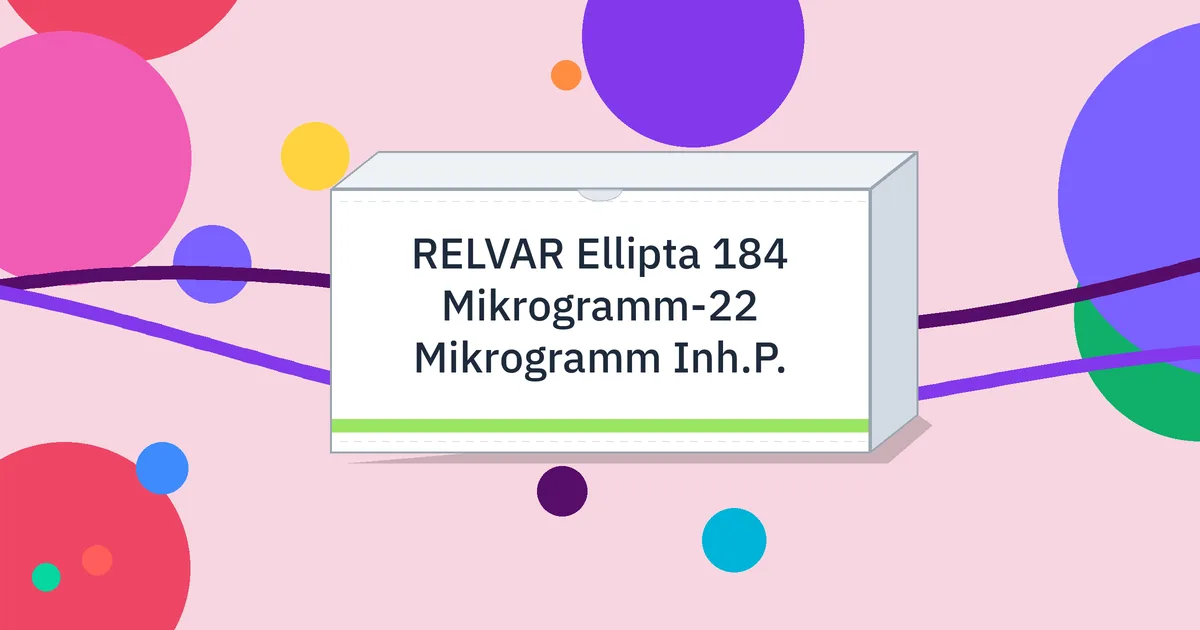 Symbolbild: Packung mit der Aufschrift RELVAR Ellipta 184 Mikrogramm-22 Mikrogramm Inh.P. (PZN 18214813) – Verfügbarkeit und Bezug in Apotheken in Frankfurt am Main
