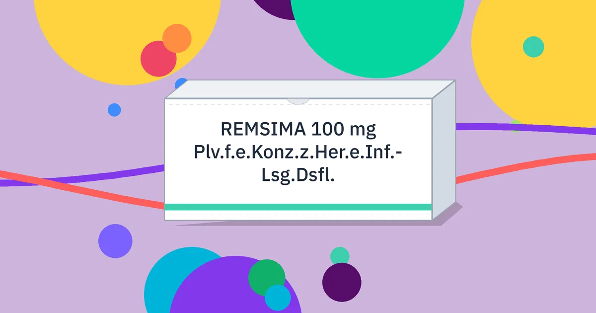 Symbolbild: Packung mit der Aufschrift REMSIMA 100 mg Plv.f.e.Konz.z.Her.e.Inf.-Lsg.Dsfl. (PZN 11697240) – Verfügbarkeit und Bezug in Apotheken in Frankfurt am Main