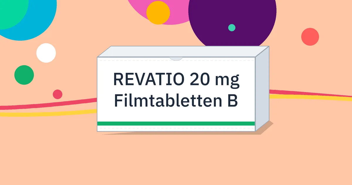 Symbolbild: Packung mit der Aufschrift REVATIO 20 mg Filmtabletten B (PZN 17542366) – Verfügbarkeit und Bezug in Apotheken in Frankfurt am Main