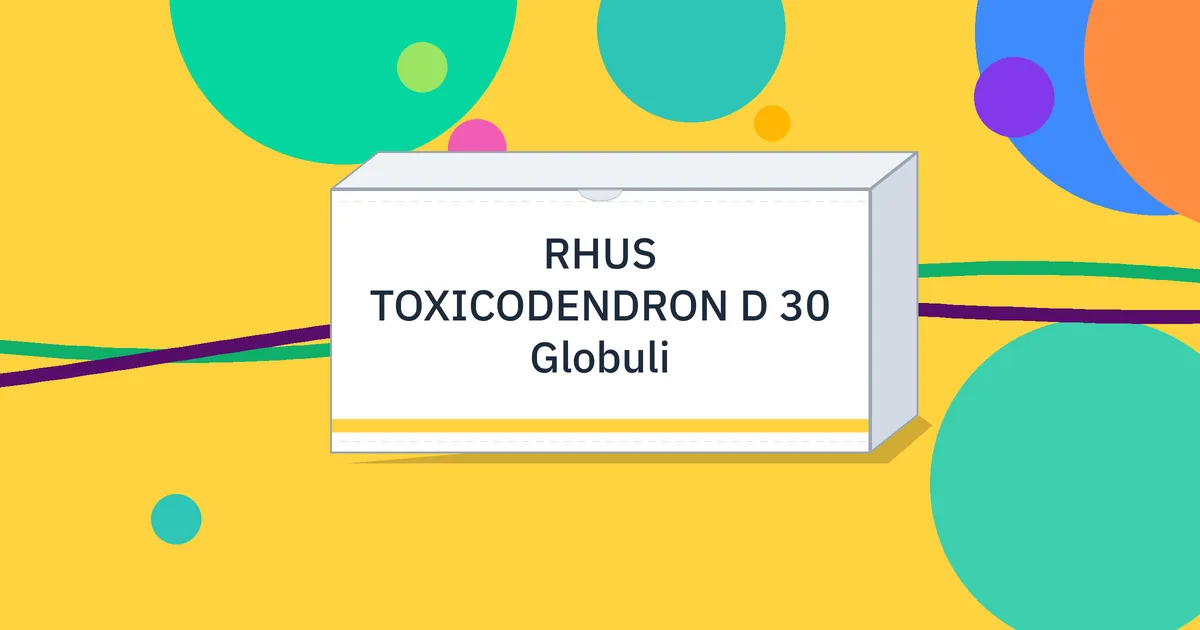 Symbolbild: Packung mit der Aufschrift RHUS TOXICODENDRON D 30 Globuli (PZN 02104873) – Verfügbarkeit und Bezug in Apotheken in Frankfurt am Main