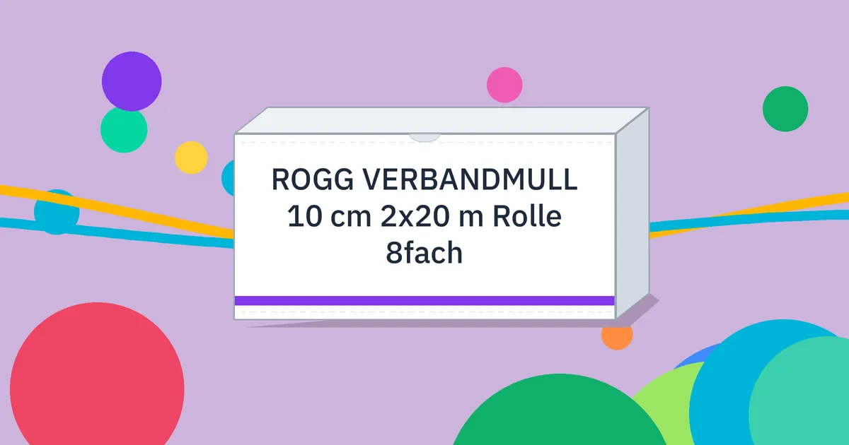 Symbolbild: Packung mit der Aufschrift ROGG VERBANDMULL 10 cm 2x20 m Rolle 8fach (PZN 18140629) – Verfügbarkeit und Bezug in Apotheken in Frankfurt am Main