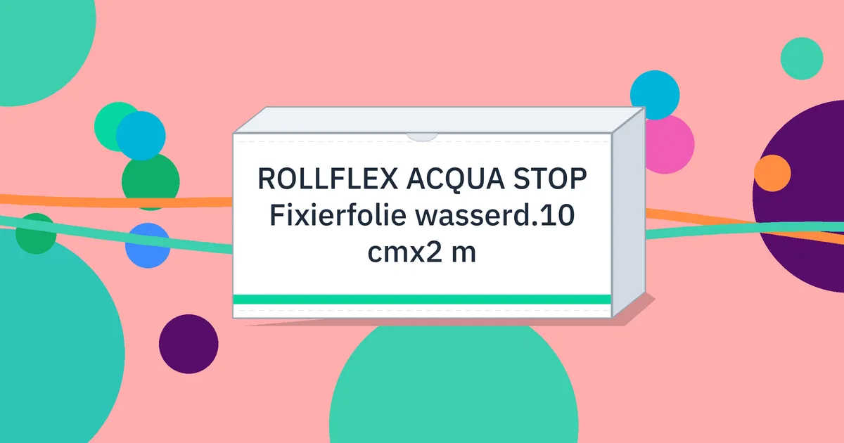 Symbolbild: Packung mit der Aufschrift ROLLFLEX ACQUA STOP Fixierfolie wasserd.10 cmx2 m (PZN 10788673) – Verfügbarkeit und Bezug in Apotheken in Frankfurt am Main