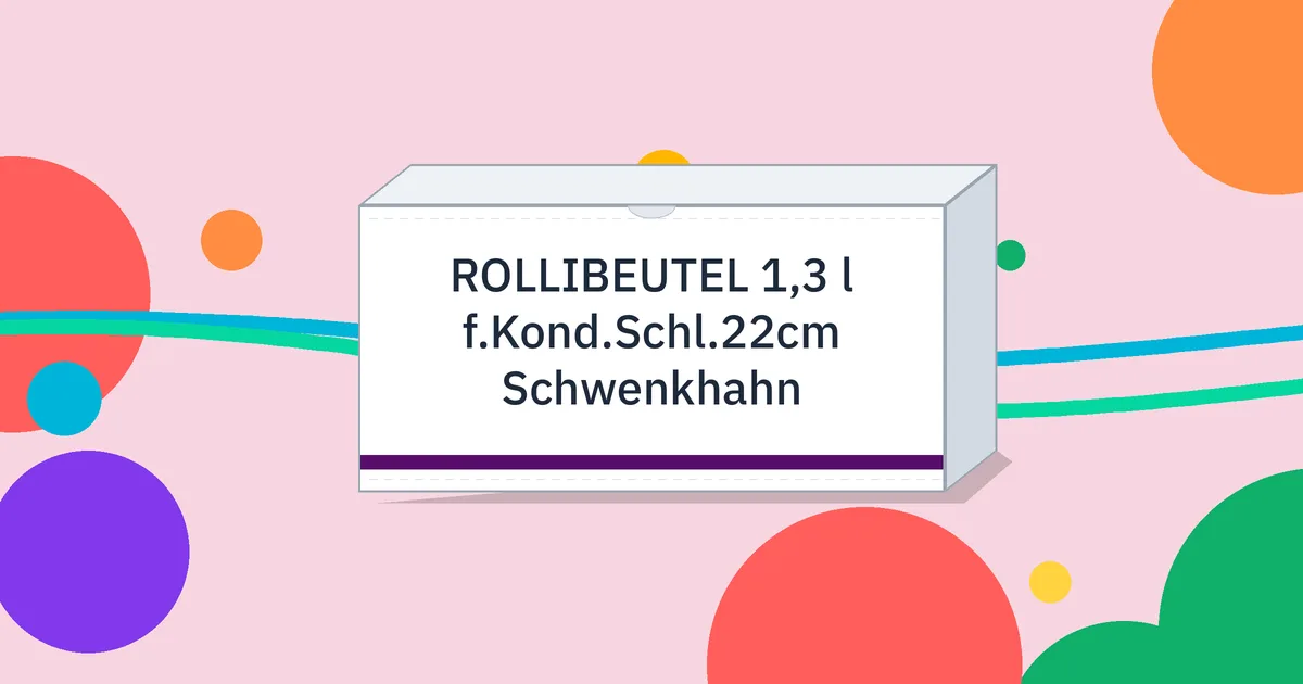 Symbolbild: Packung mit der Aufschrift ROLLIBEUTEL 1,3 l f.Kond.Schl.22cm Schwenkhahn (PZN 00828408) – Verfügbarkeit und Bezug in Apotheken in Frankfurt am Main