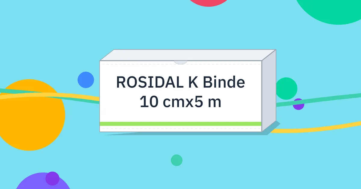Symbolbild: Packung mit der Aufschrift ROSIDAL K Binde 10 cmx5 m (PZN 18388559) – Verfügbarkeit und Bezug in Apotheken in Frankfurt am Main