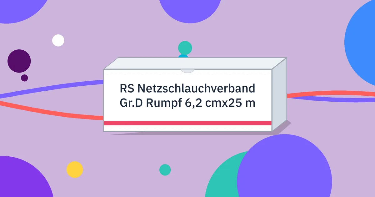 Symbolbild: Packung mit der Aufschrift RS Netzschlauchverband Gr.D Rumpf 6,2 cmx25 m (PZN 03370281) – Verfügbarkeit und Bezug in Apotheken in Frankfurt am Main