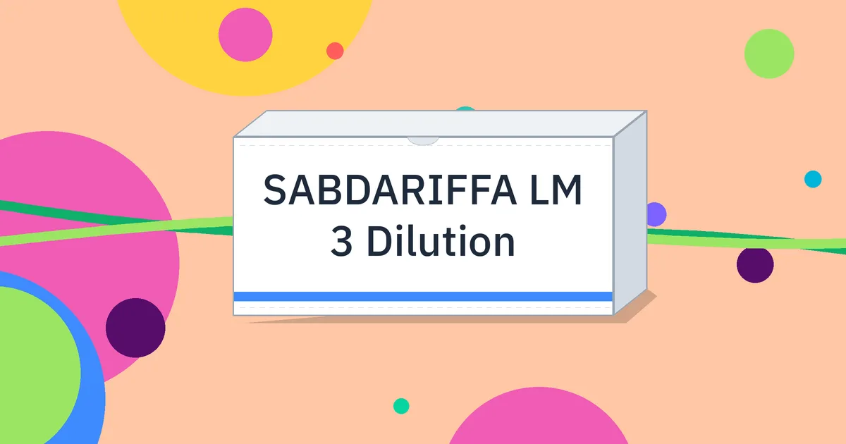 Symbolbild: Packung mit der Aufschrift SABDARIFFA LM 3 Dilution (PZN 13175310) – Verfügbarkeit und Bezug in Apotheken in Frankfurt am Main