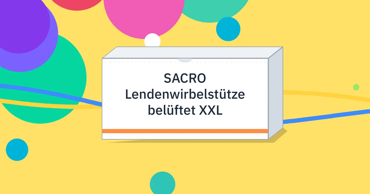 Symbolbild: Packung mit der Aufschrift SACRO Lendenwirbelstütze belüftet XXL (PZN 19071161) – Verfügbarkeit und Bezug in Apotheken in Frankfurt am Main