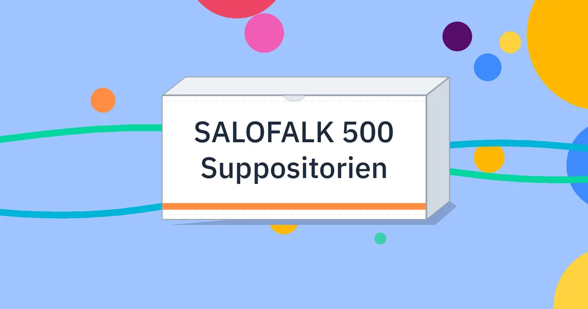 Symbolbild: Packung mit der Aufschrift SALOFALK 500 Suppositorien (PZN 02175821) – Verfügbarkeit und Bezug in Apotheken in Frankfurt am Main