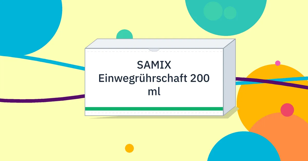 Symbolbild: Packung mit der Aufschrift SAMIX Einwegrührschaft 200 ml (PZN 11481190) – Verfügbarkeit und Bezug in Apotheken in Frankfurt am Main