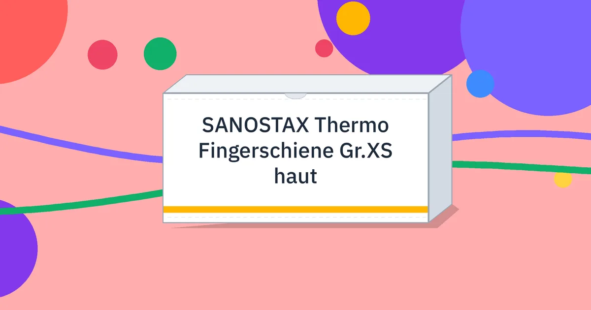Symbolbild: Packung mit der Aufschrift SANOSTAX Thermo Fingerschiene Gr.XS haut (PZN 07142602) – Verfügbarkeit und Bezug in Apotheken in Frankfurt am Main