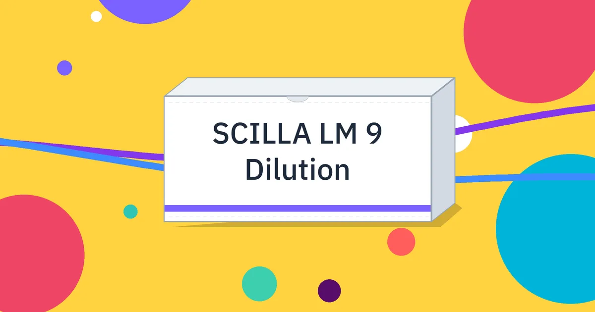 Symbolbild: Packung mit der Aufschrift SCILLA LM 9 Dilution (PZN 13183947) – Verfügbarkeit und Bezug in Apotheken in Frankfurt am Main