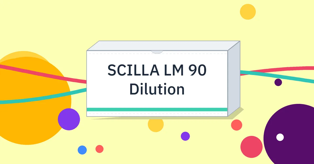 Symbolbild: Packung mit der Aufschrift SCILLA LM 90 Dilution (PZN 13184266) – Verfügbarkeit und Bezug in Apotheken in Frankfurt am Main