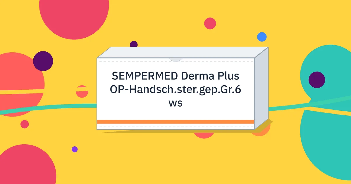Symbolbild: Packung mit der Aufschrift SEMPERMED Derma Plus OP-Handsch.ster.gep.Gr.6 ws (PZN 08449981) – Verfügbarkeit und Bezug in Apotheken in Frankfurt am Main