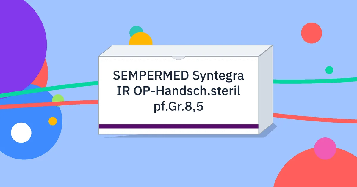 Symbolbild: Packung mit der Aufschrift SEMPERMED Syntegra IR OP-Handsch.steril pf.Gr.8,5 (PZN 15865757) – Verfügbarkeit und Bezug in Apotheken in Frankfurt am Main