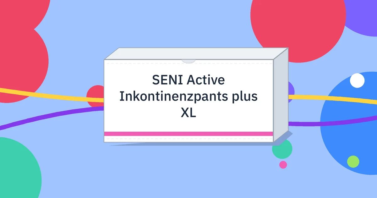 Symbolbild: Packung mit der Aufschrift SENI Active Inkontinenzpants plus XL (PZN 16697813) – Verfügbarkeit und Bezug in Apotheken in Frankfurt am Main