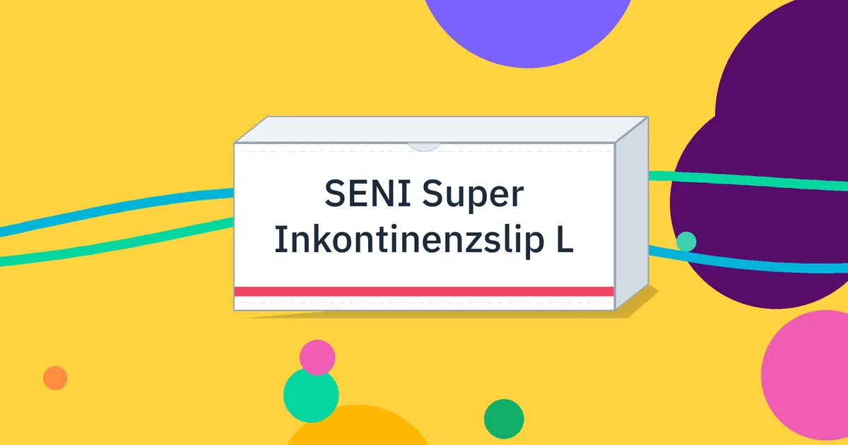 Symbolbild: Packung mit der Aufschrift SENI Super Inkontinenzslip L (PZN 03139750) – Verfügbarkeit und Bezug in Apotheken in Frankfurt am Main