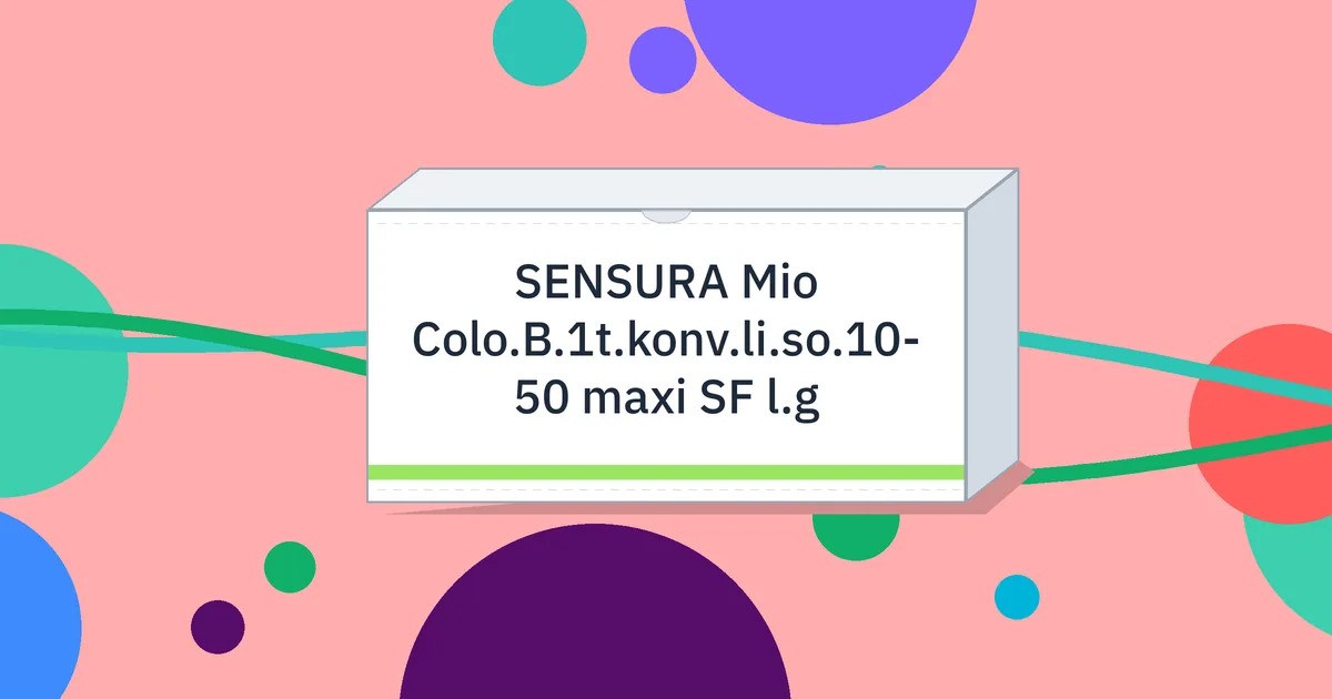 Symbolbild: Packung mit der Aufschrift SENSURA Mio Colo.B.1t.konv.li.so.10-50 maxi SF l.g (PZN 11098858) – Verfügbarkeit und Bezug in Apotheken in Frankfurt am Main