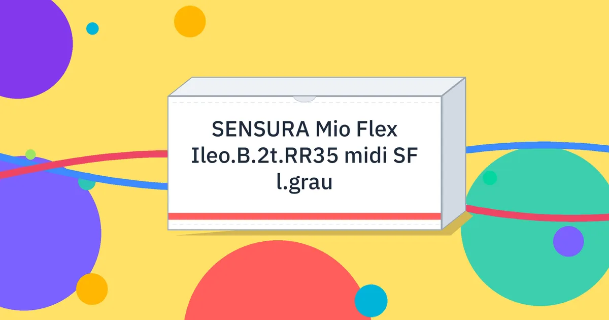 Symbolbild: Packung mit der Aufschrift SENSURA Mio Flex Ileo.B.2t.RR35 midi SF l.grau (PZN 10202302) – Verfügbarkeit und Bezug in Apotheken in Frankfurt am Main